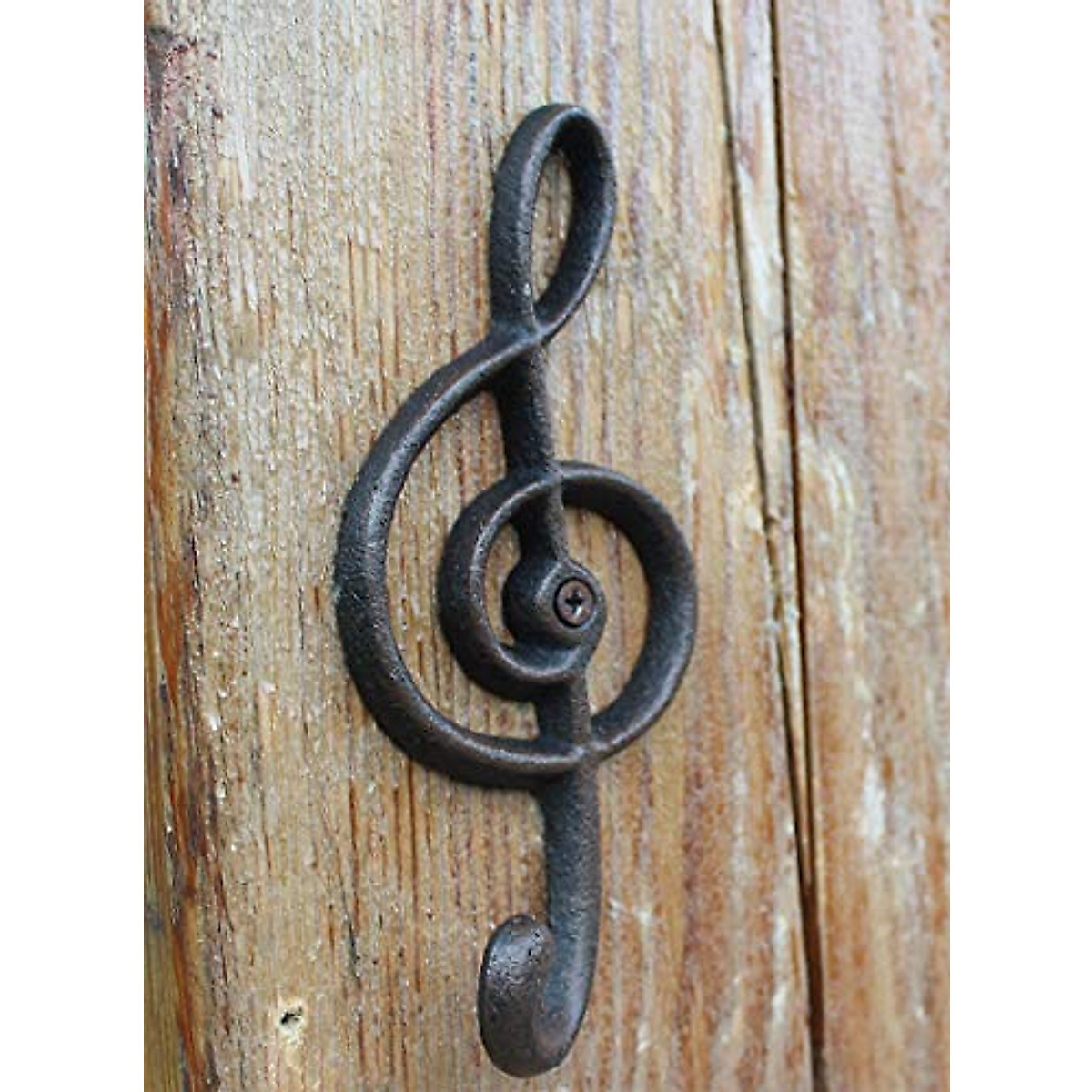 Run 2 Pieces American Rural Retro Cast Iron Musical Note Hook Wall Hanging Coat Hat Decorative Single Hook (2)