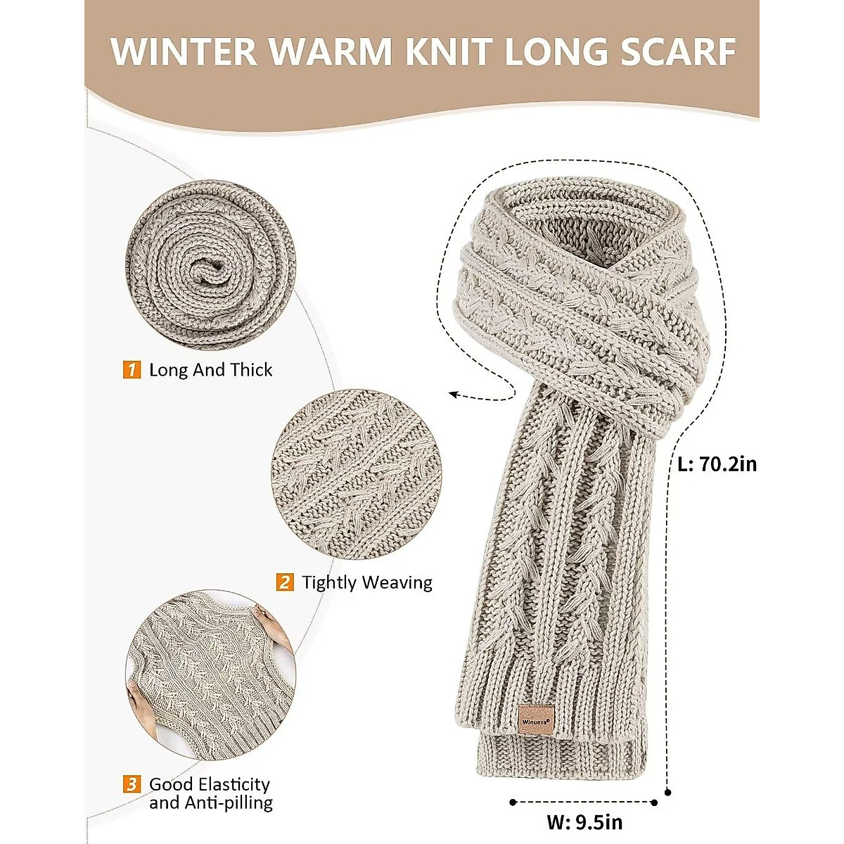 Women's 3-in-1 Fleece Winter Hat, Scarf & Touchscreen Glove Set with Pom Pom - Oatmeal