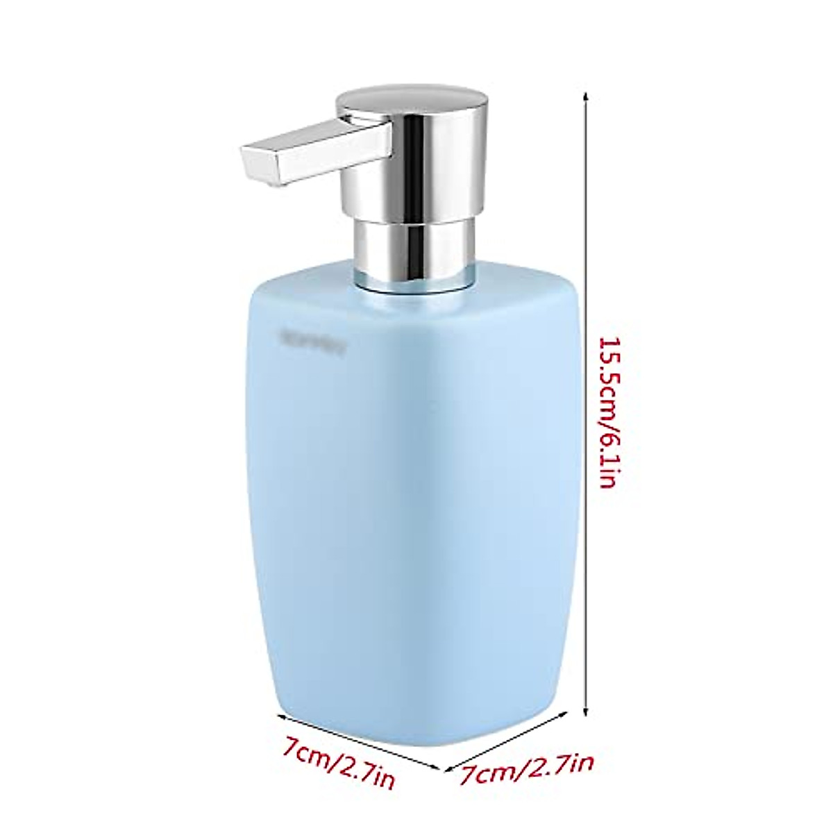 QTBH Soap Dispenser Matte Ceramic Soap Dispenser Home Bathroom Kitchen Office Shampoo Dishwashing Liquid Cosmetic Lotion Bottle 370ml/13oz Soap Pump (Color : Blue)