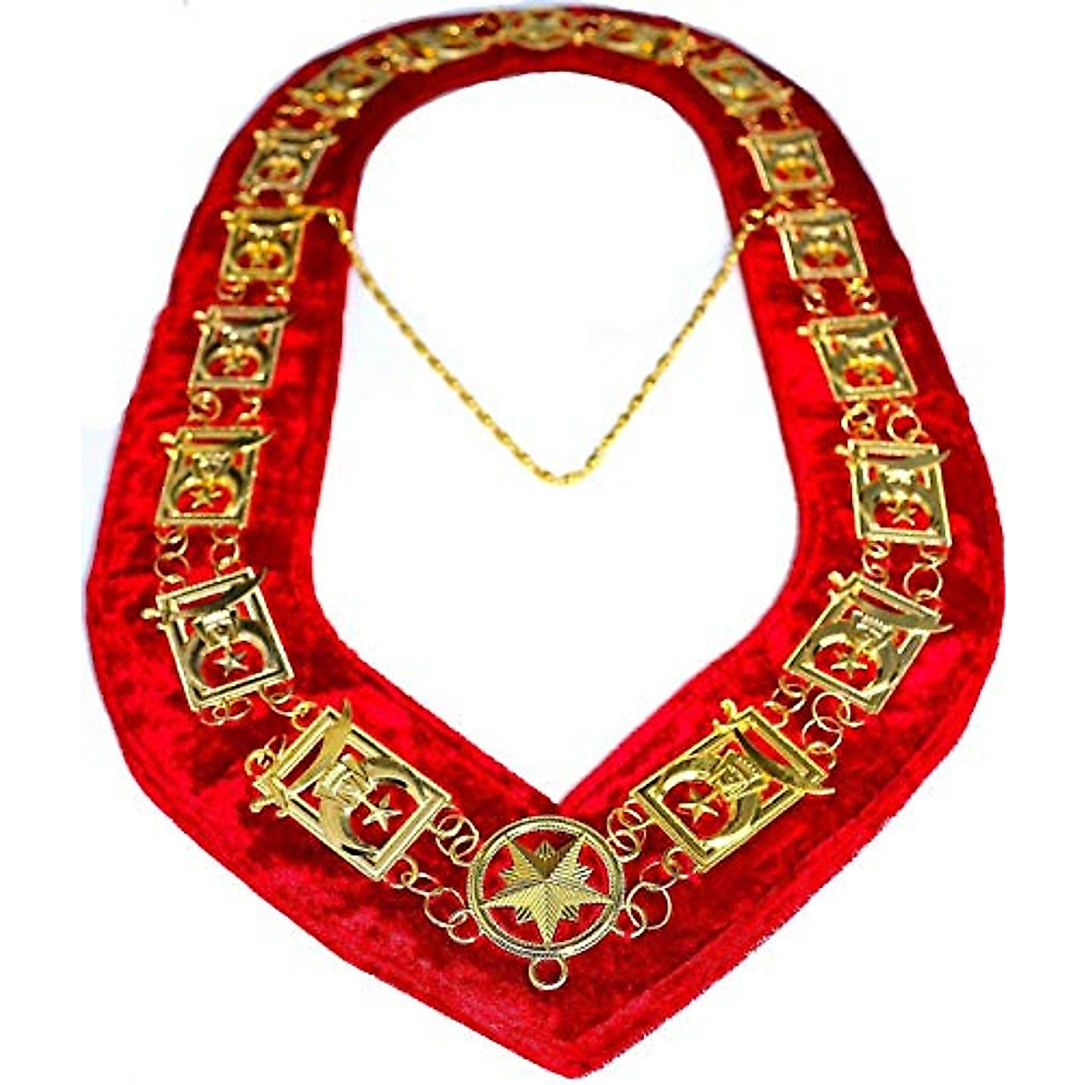 DEURA Masonic Collar Shriners Shriner's GOLD PLATED // RED BACKING DMR-600GR