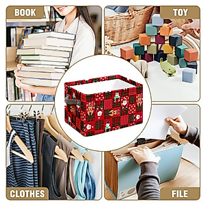 SOLONDA Large Foldable Storage Basket with Handles Closet Baskets for Organizing, Winter Snowman Snowflake Polyester Basket for Storage, Collapsible Storage Bin 10 x 14 x 8 inches