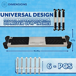 Poolzilla 3 Pack Pool Ladder Replacement Step, Stainless Steel Treaded Design, 18.35" x 1.7"