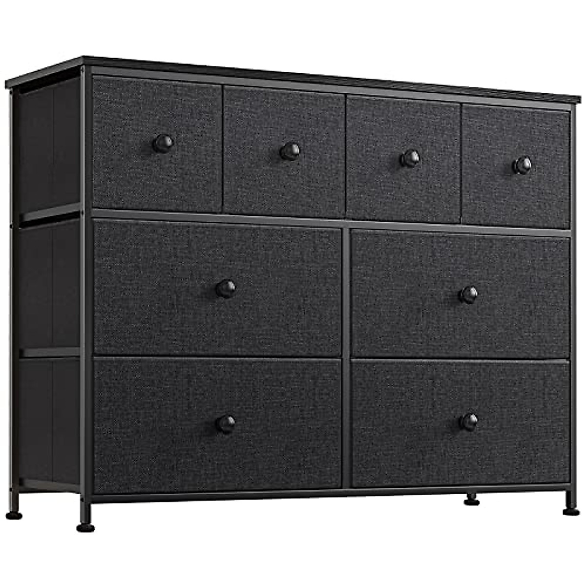 REAHOME 8 Drawer Dresser for Bedroom Chest of Drawers Closets Storage Units Organizer Large Capacity Steel Frame Wooden Top Living Room Entryway Office (Black Gray) YLZ8B5