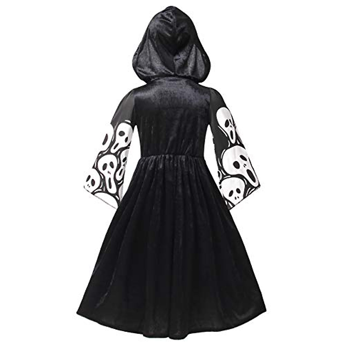 yolsun Skeleton Ghost Witch Costume for Girls, Glow in The Dark, Halloween Fearsome Costume(10-12 Years)