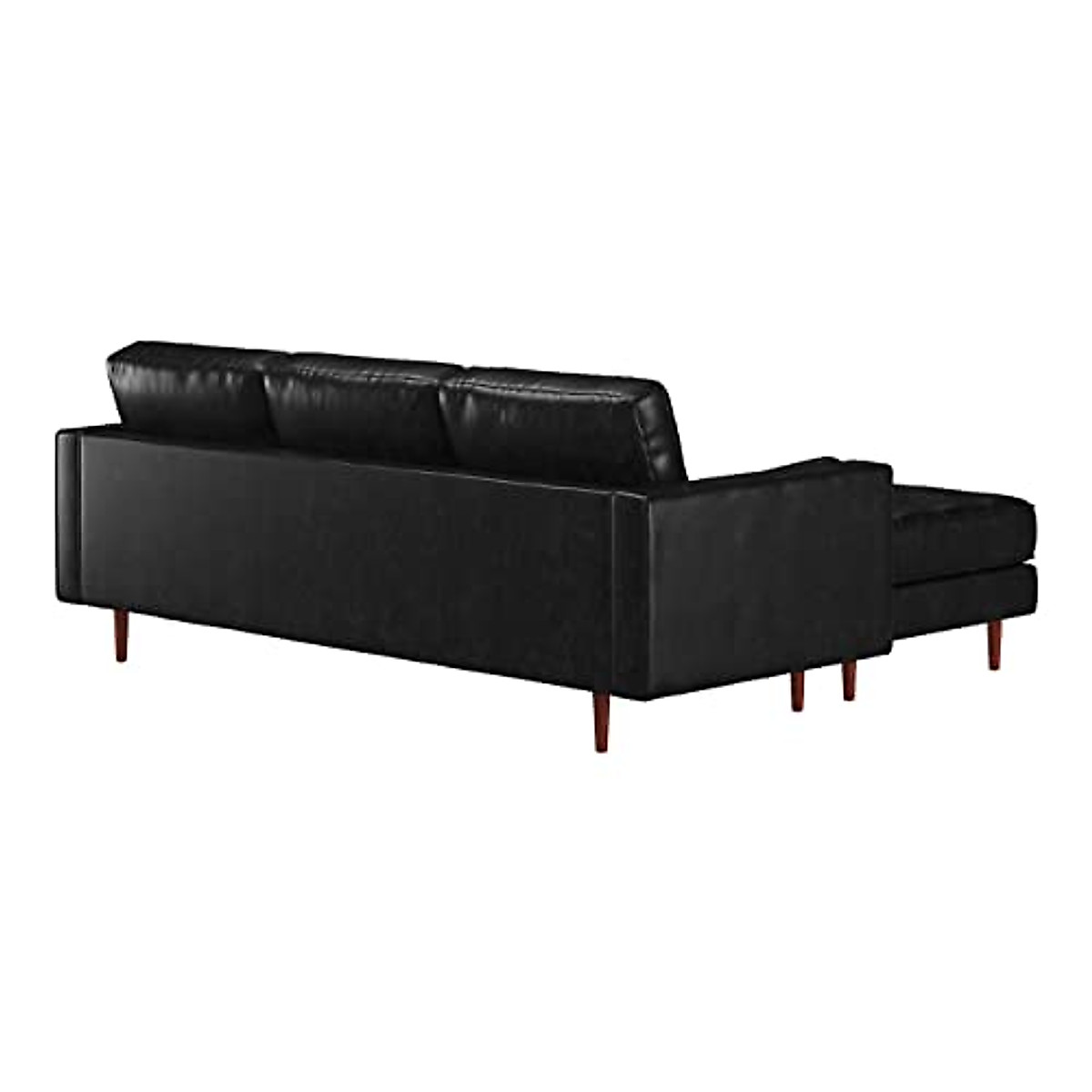 Inmod Ashton Reversible Vintage Leather Sectional, Vintage Black