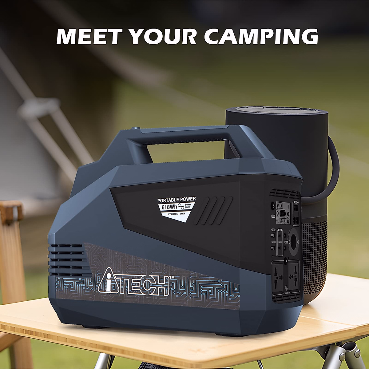 A-ITECH 618Wh Portable Power Station 600W, Battery Capacity Solar Generator with AC Outlets, DC, Fast Charging USB, Backup Supply for Camping, Outdoor, RV, Emergency