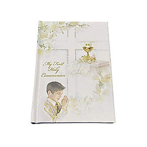 Lito First Communion Candle Set for Boys - White Silver Cross Candle Set Kit for Holy 1st Communion - (English)