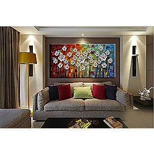 YaSheng Art - Hand painted Contemporary Art Oil painting On Canvas Texture Abstract Flowers Artwork Paintings Home Interior Decor Wall Art wall art for living room Ready to Hang 20"x40"inch