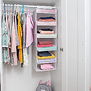 5-Shelf Weekly Clothes Organizer for Kids (33”) Weekday Clothes Organizer for Kids I School Clothes Organizer I Day of the Week Clothes Organizer for Kids I Monday through Friday Clothes Organizer