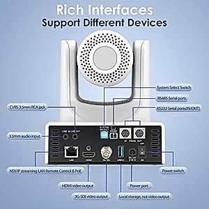 PTZ Camera,20X SDI Camera with Optical Zoom Video Camera Support POE with IP Live Streaming, Simultaneous 3G-SDI and USB Output, HDMI PTZ Camera for Conferences, Church, Teaching