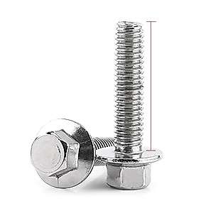 SS304 Flange Screw 10pcs M6 Stainless Steel Hex Flange Screws Washer Head Fastener (M6*20)