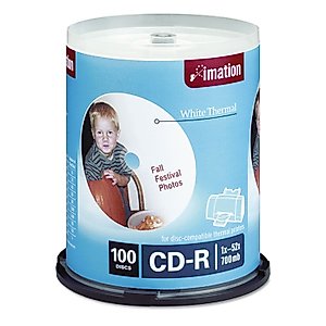 Imation 17274 100 Pack Spindle, 52x700 MB White Thermal Hub Print