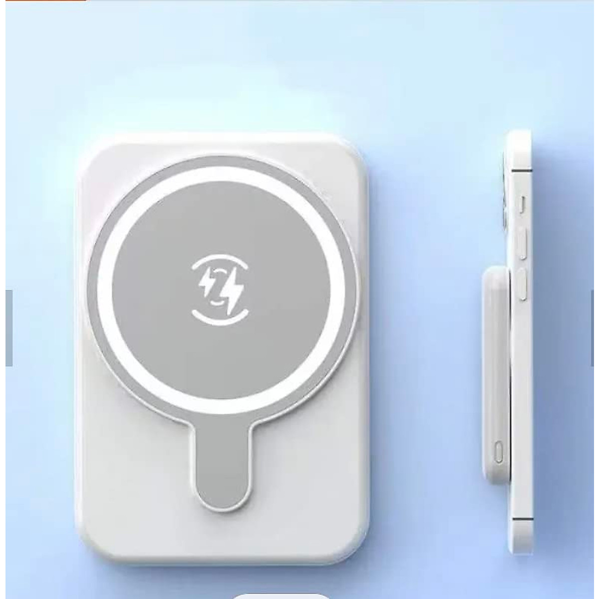 Magnetic Wireless Charging Portable Power Bank, Small and Light Charger 5000mAh Backup Battery Pack Compatible for iPhone (Includes Charging Adapter)