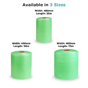 Triplast BIODEGRADABLE Green Bubble Wrap Roll (400mm x 50m) | Small Air Bubble Cushioning Bubble Wrap for Moving House, Fragile Item Packaging and Protective Wrapping for Shipping & Storage