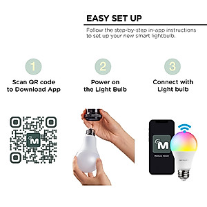 Merkury Smart Light Bulbs, 800 Lumen, WiFi RGBWW Color Changing LED Bulbs, Compatible with Alexa & Google Home, Dimmable Multicolor A19 Bulbs, No Hub Required, 6-Pack