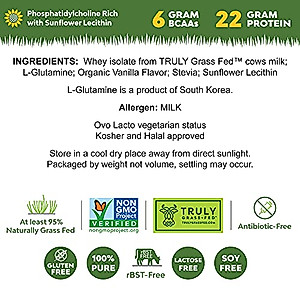 MariGold Grass-fed Whey Isolate Protein Powder - Creamy Vanilla Flavor - 1 Lb Bag | 100% Pure, Cold-Processed, Micro-Filtered, Undenatured, Non-GMO, rBGH Free, Soy Free, Gluten Free, Lactose Free