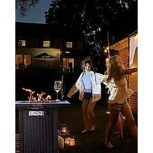 Legacy Heating 28in Propane Fire Pit Table, 50000BTU Outdoor Gas Fire Pit, 2 in 1 Firepit Table w/ Lid, Lava Rock, ETL Certified Steel Fire Table Add Warmth Ambience To Parties on Backyard, Black