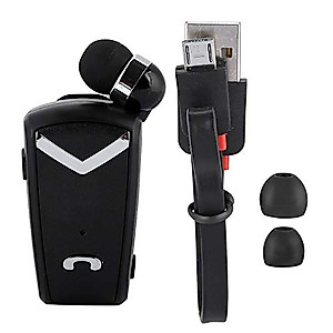 Zerone Fineblue Wireless Bluetooth Headset, in-Ear Retractable Business Noise Cancelling Lavalier Earphone with Mic Suitable for Business/Workout/Driving