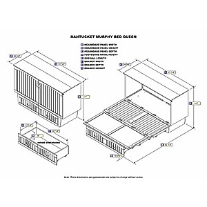 AFI Nantucket Murphy Bed Chest Queen Grey with Charging Station & Cool Soft Mattress