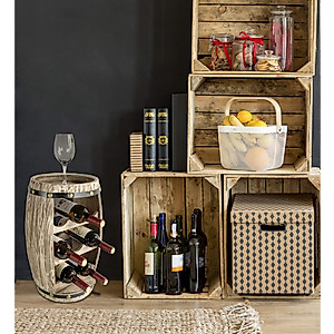 COTA Global Modern Alexander Wine Rack - Freestanding Wooden Barrel Wine Holder for 8 Wine Bottles, Bottle Rack Floor Stand, Rustic Countertop Wine Storage Shelf Organizer for Wine Bar & Home Décor