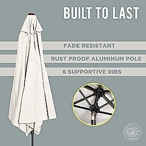 Punchau 6 Ft Outdoor Patio Umbrella, Easy Open/Close Crank and Push Button Tilt Adjustment - Beige Market Umbrellas