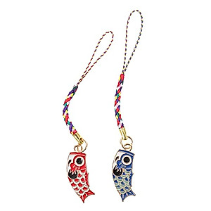 Veemoon 2pcs Cell Phone Charms Chain Japanese Koinobori Carp Streamer Hanging Pendant Phone Lanyard Cell Phone Strap for Phones ID Badge Bags Decor