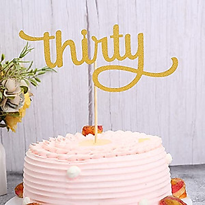Gold Thirty Cake Topper Set - 1 Pcs f Gold Glitter Thirty Cake Topper And 30 Pcs Crown Cupcake Topper, Single-side Gold Glitter Paper 30th Birthday Men and Women Party Cake Decoration (gold03)