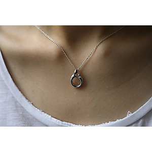 Sterling Silver Necklace Polished Mother and Child Family Love Pendant Necklace 18''