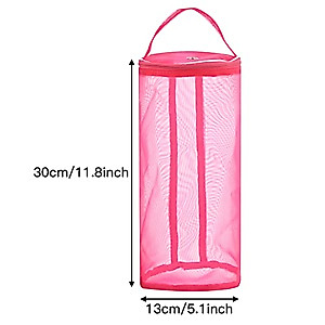 2 Pieces Empty Yarn Storage Bags, Mesh Holder Yarn Storage Organizer, Mini Yarns Drum Knitting Bag for Carry Crochet Hooks Sewing Accessories Storage Tote Bag (Hot Pink)