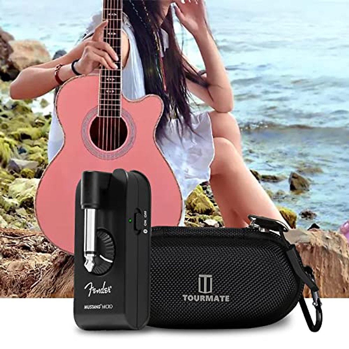 Tourmate Hard Case Compatible with Fender Mustang Micro Headphone Amp and Charging Cable