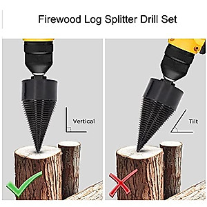 Kadimendium Wood Splitter Drill Bit Electric Firewood Log Splitter Bit Set with 3Pcs Removable Shanks Electric Wood Chopping Tool for Household Hand Drill Stick(50mm / 2in)