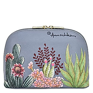 Anuschka Women’s Hand Painted Genuine Leather Large Cosmetic Pouch - Desert Garden