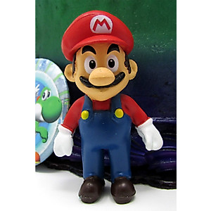 Mario Brothers Birthday Party 22 Piece Mario Birthday Cake Topper Featuring Mario, Luigi, Bullet, Toad, Mushroom, Goomba, Koopa, Shy, Bomb, Lakitu Spiny, Mario Coins, Large Bomb, and 6 Mario 1"