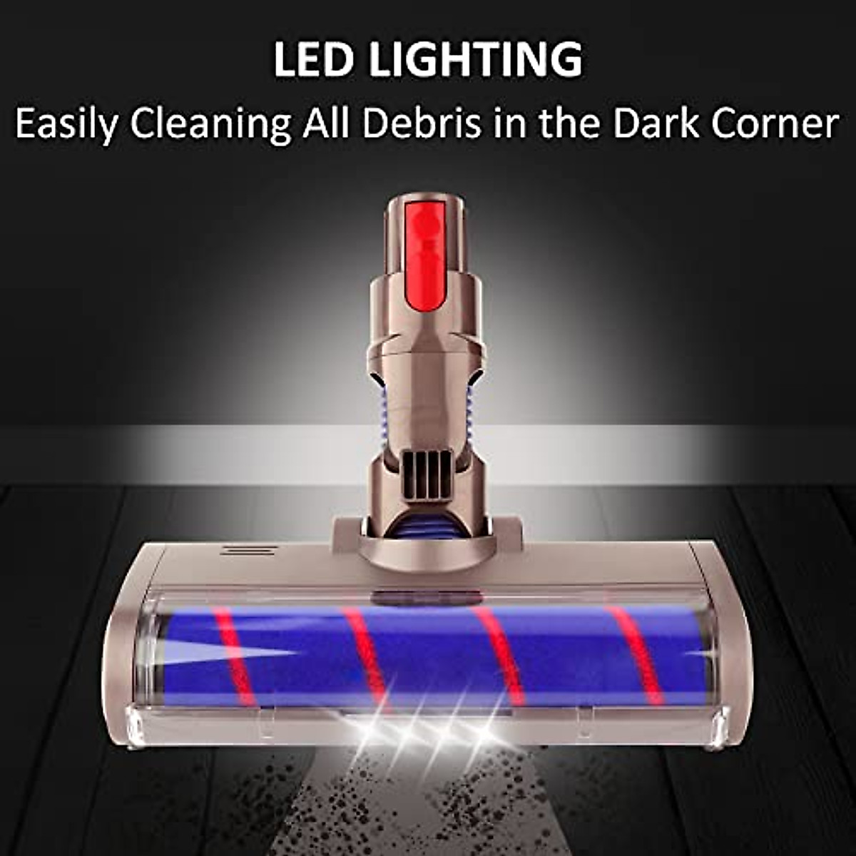 PULINKAI Quick-Release Soft Roller Cleaner Head Accessory Attachment Replacement for Dyson V7 V8 V10 V11 V15 SV10 SV11 Vacuum Cleaner with LED Indicator