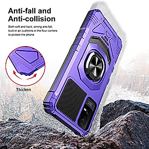 Ailiber for TCL ION X Phone Case, TCL ION V Case with Screen Protector, Ring Kickstand for Magnetic Car Mount, Military Grade, Heavy Duty Shockproof Protective Cover for TCL IONX/TCL IONV-Purple