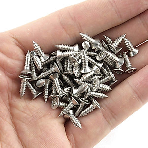 E-outstanding 100pcs #4 x 3/8" Phillips Wood Screw Stainless Steel 304 Flat Countersunk Head Self Tapping Screw, Silver Tone