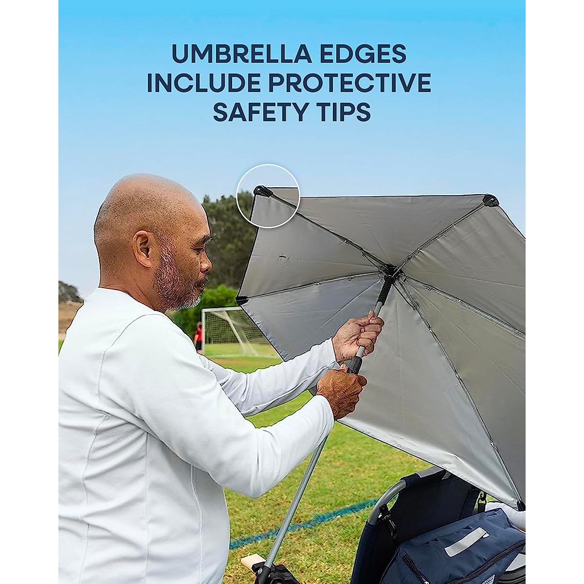 Versa-Brella UPF 50+ Personal Sun Shade - Portable Umbrella for Sports & Outdoors - Secure Clamp, 360-Degree Swivel Adjustable Position for Maximum Sun Protection - Compact with Carry Case