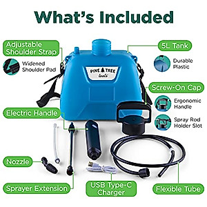 Pine Tree Tools 1.3 Gallon Electric Garden Sprayer - Battery Sprayer, Weed Sprayer, Electric Sprayer, Battery Powered Sprayer, Yard Sprayer, Weed Killer Sprayer with Wand - Sprayers in Lawn and Garden