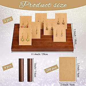 102 Pcs 2 Pcs Wooden Earring Display Stands Earring Display Holder with 100 Pcs Earring Cards for Selling Earring Necklace Cardboard Organizer Ring Jewelry Photo Business Card