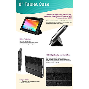 Gigaset 8" Tablet Folio Case, Black - Compatible with iPad Mini, QV830, LePan Mini and Other 8" Tablets