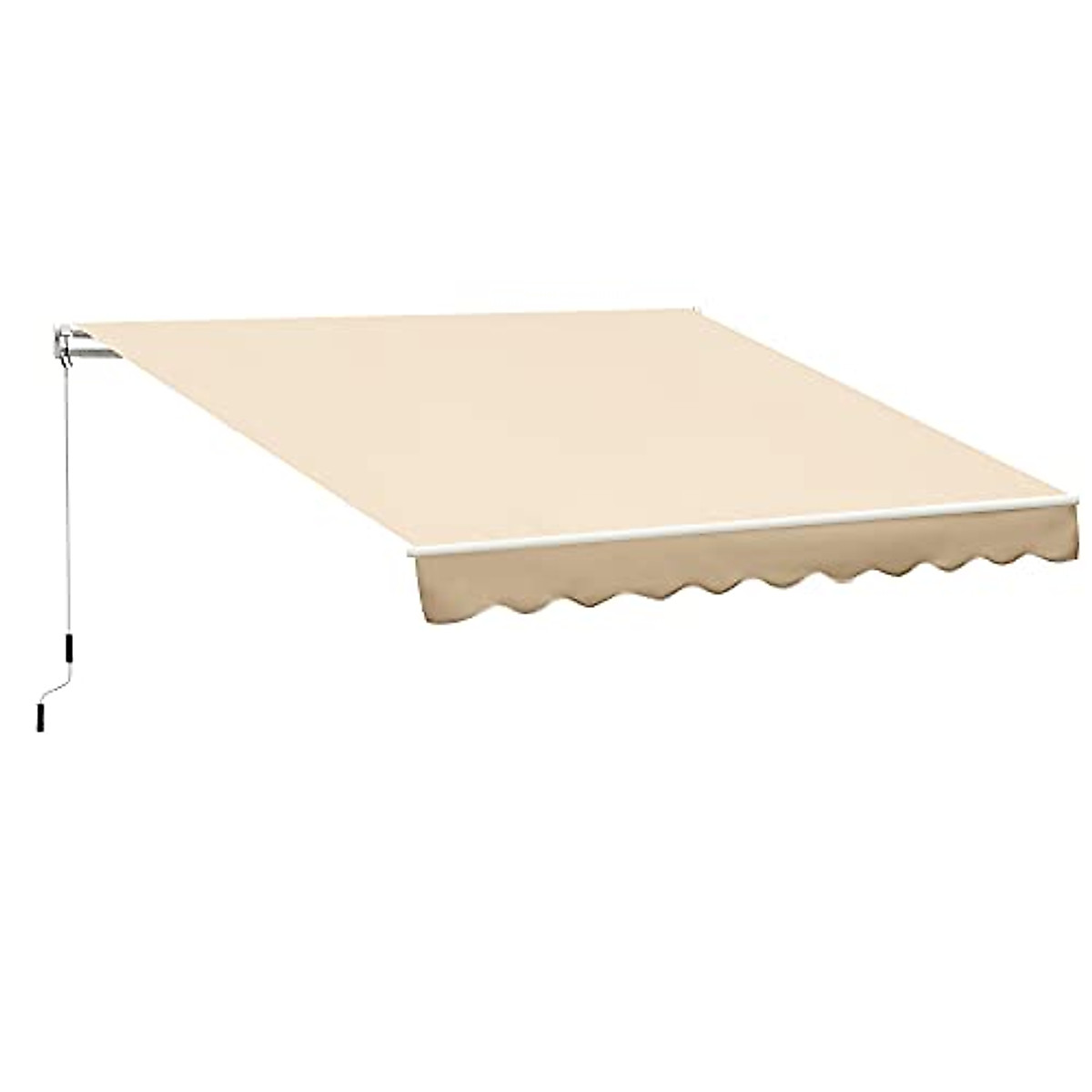 Outsunny 10' x 8' Manual Retractable Awning Sun Shade Shelter for Patio Deck Yard with UV Protection and Easy Crank Opening, Beige