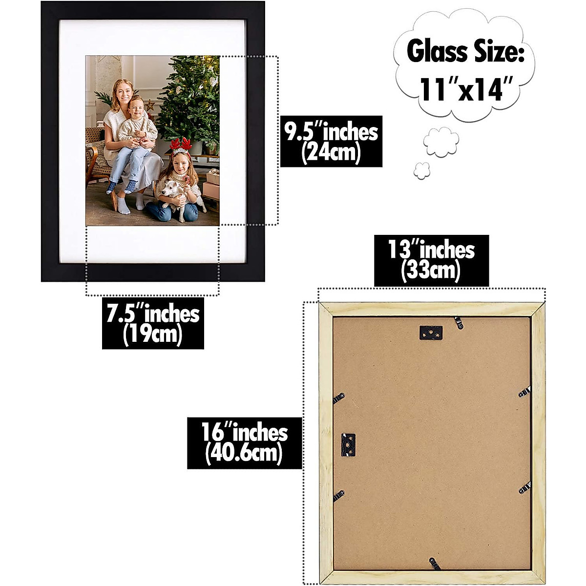 Golden State Art 11x14 Photo Wood Frame with Mat for 8x10 Picture BLACK