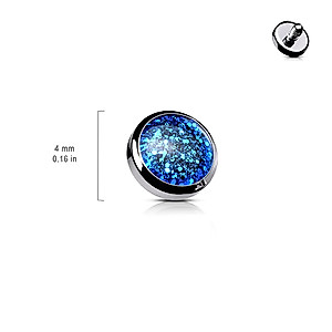 Pierced Owl 14GA Stainless Steel Epoxy Covered Glitter Internally Threaded Dermal Anchor Top (Purple)