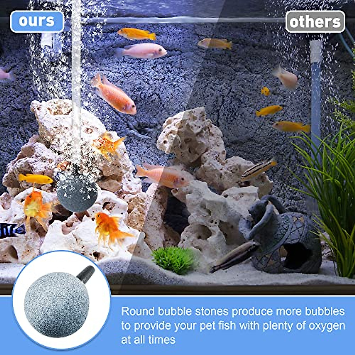 2 Pack Black Aquarium Air Pump Quiet 1.5W Oxygen Aerator Kit for Fish Tank 20 Gallon, Mini Air Pump for Fish Tank Pump with Air Pump Accessories Air Stone Tubing Suction Cup