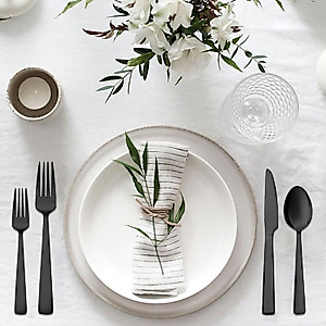 21-Piece Black Silverware Set with Organizer Tray Stainless Steel Cutlery Utensil Set Kitchen Spoons and Forks Set Tableware Set Heavy Duty Flatware Set Service for 4 Forks Spoons and Knives Set