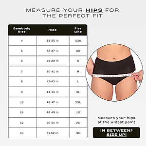 Bambody Absorbent Panties, Post-Partum, Period Underwear for Women and Teens - Leakproof, Soft, Comfortable, Breathable - Large, 3 Pack, Black