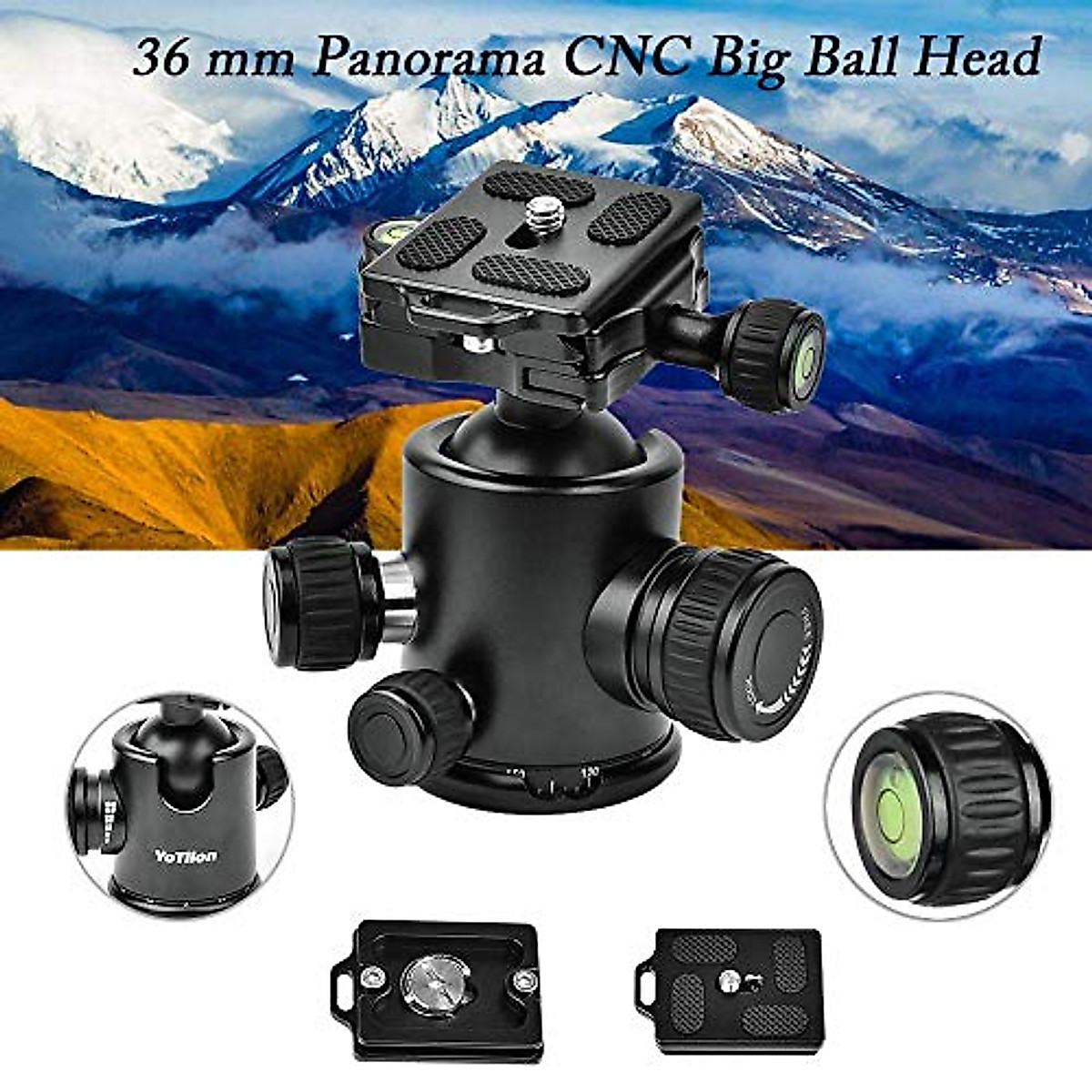 YoTilon Camera Tripod, Horizontal Tripod for Camera Professional Aluminum Alloy Travel Tripod for DSLR with 360° Ball Head Quick Release Plate, Handle Bag for Canon Nikon Sony DSLR Cameras