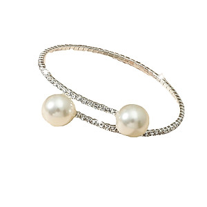 ANYILVTULI MUAYOUAUM Bracelets A9 for Women Simulated Pearls (SILVER)
