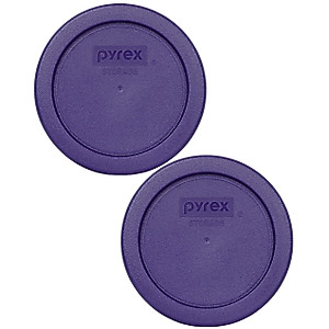 Pyrex 7202-PC Plum Purple Plastic Food Storage Replacement Lids - 2 Pack