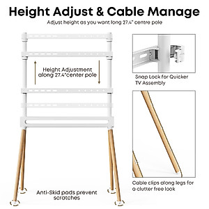 PUTORSEN Artistic Easel TV Floor Stand for 49 to 70 inch LED LCD Screens, Studio TV Display Stand with VESA 200x200 to 600x400mm and Max Load 100 Lbs, Adjustable TV Mount with 4 Legs, Color White